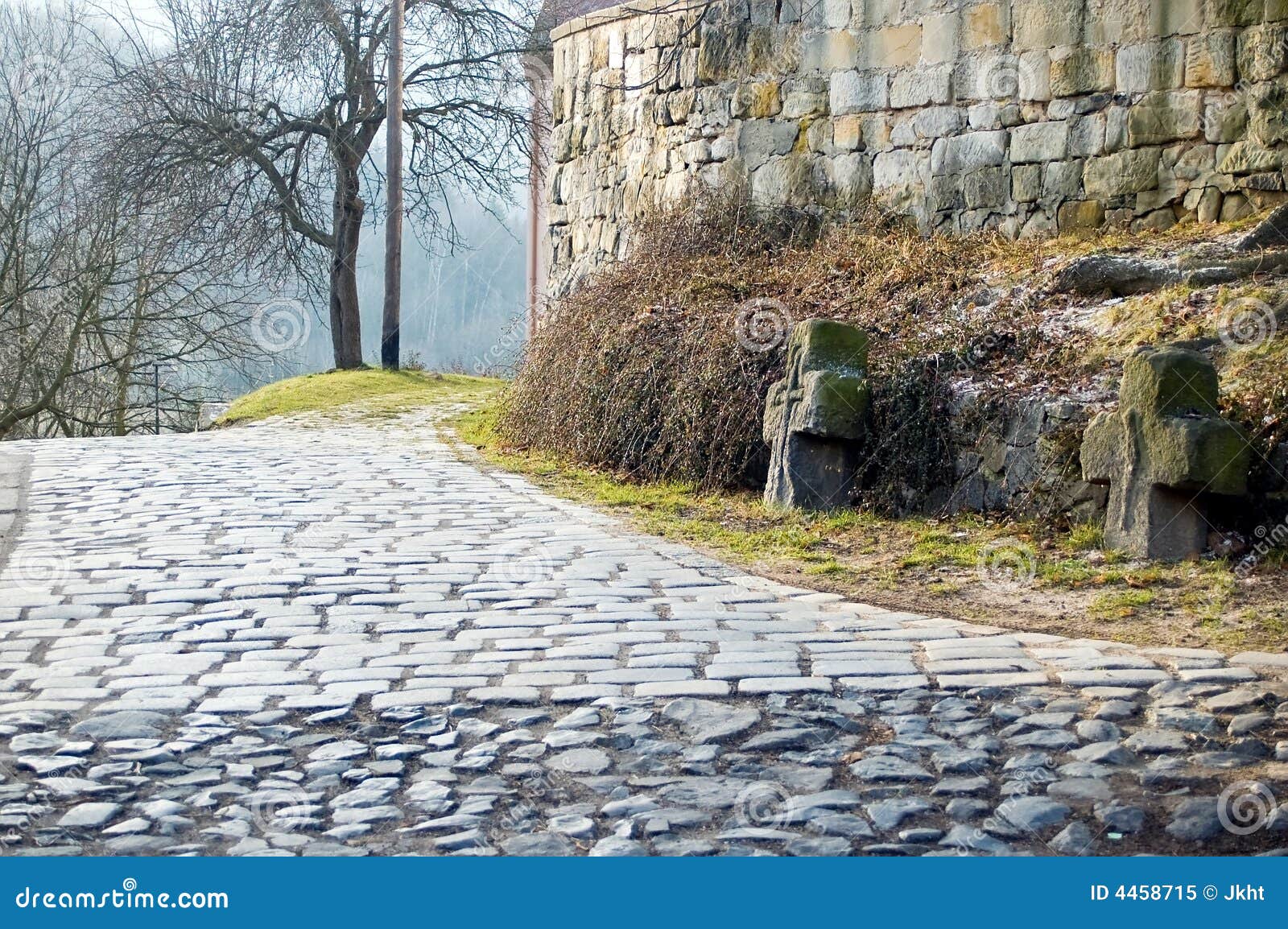 Old paved road stock image. Image of tree, outdoor, czech - 4458715