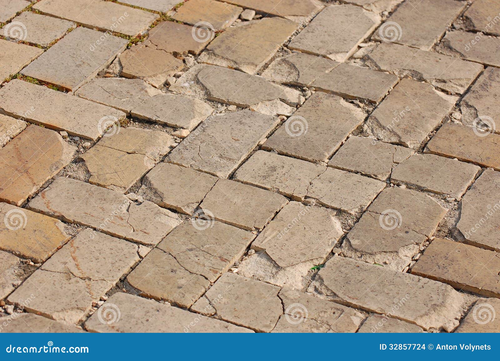 Old paving slab stock photo. Image of cracks, bricks - 32857724
