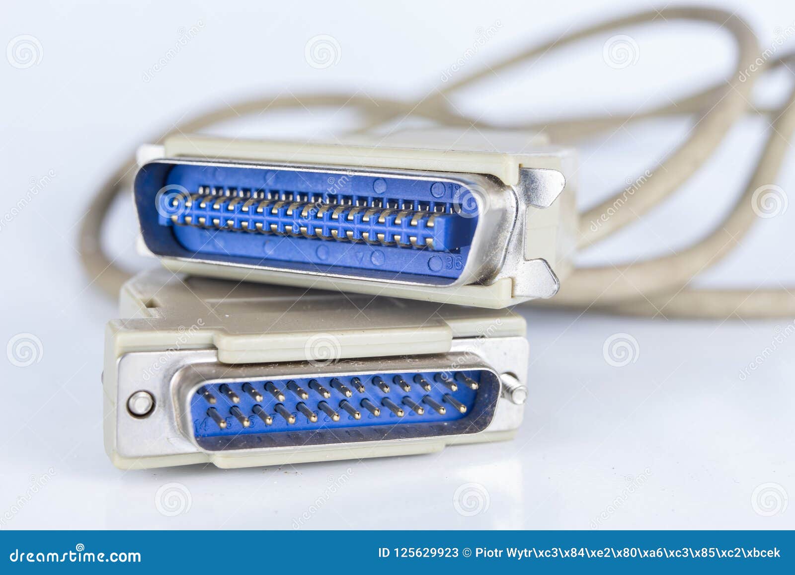 Old PC Cables on a White Table . Stock Image - Image of port, plug ...