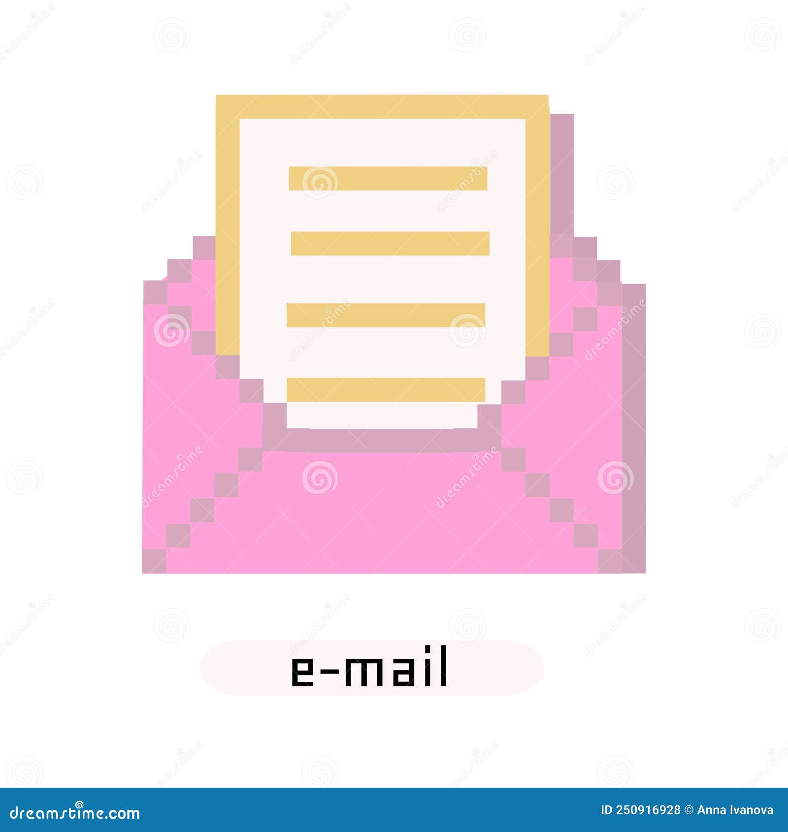 Old Pc Style Pixel Mail Icon Isolated Vector Illustration on White ...
