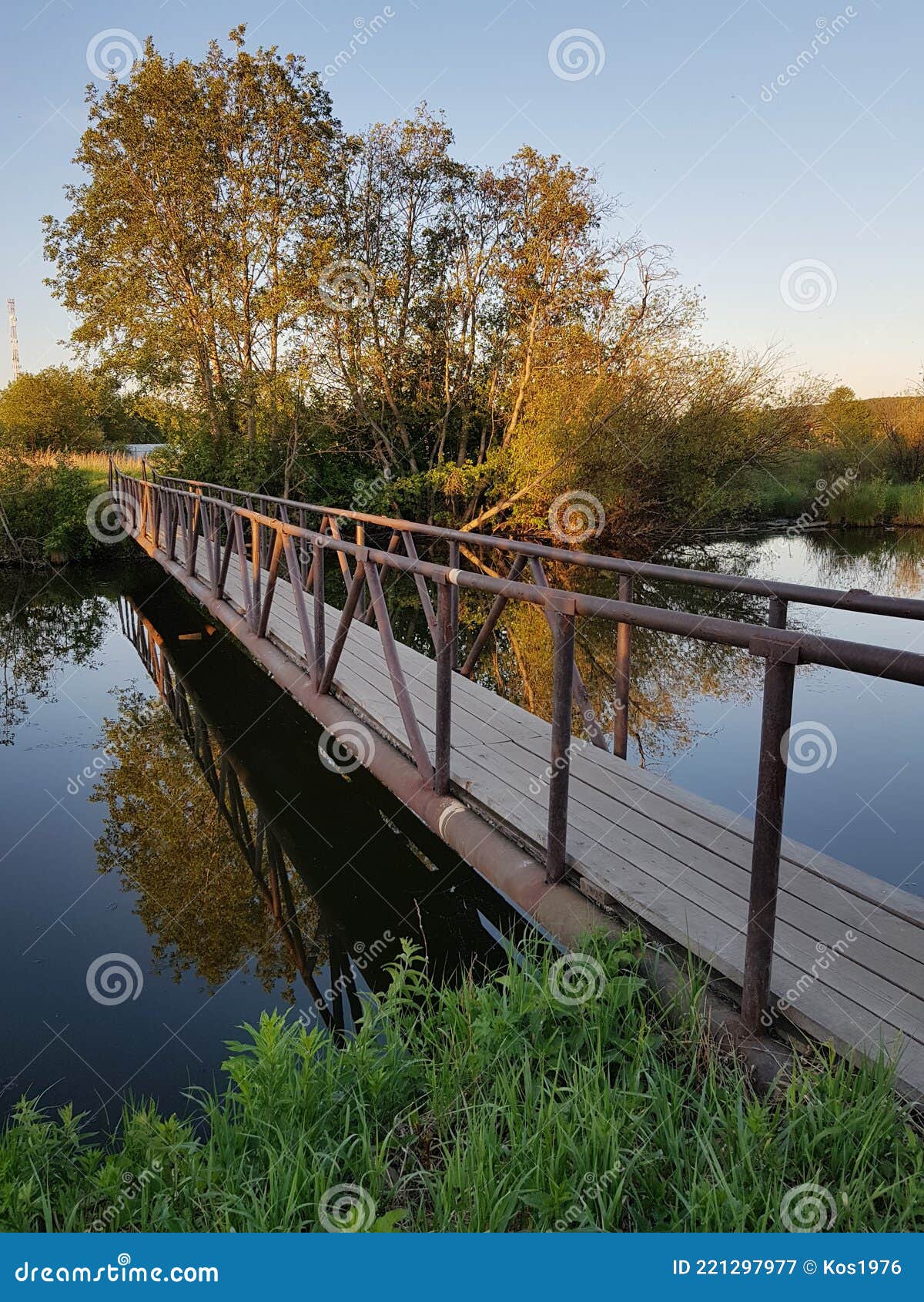 Old Pedestrian Bridge Over the River Stock Image - Image of park ...