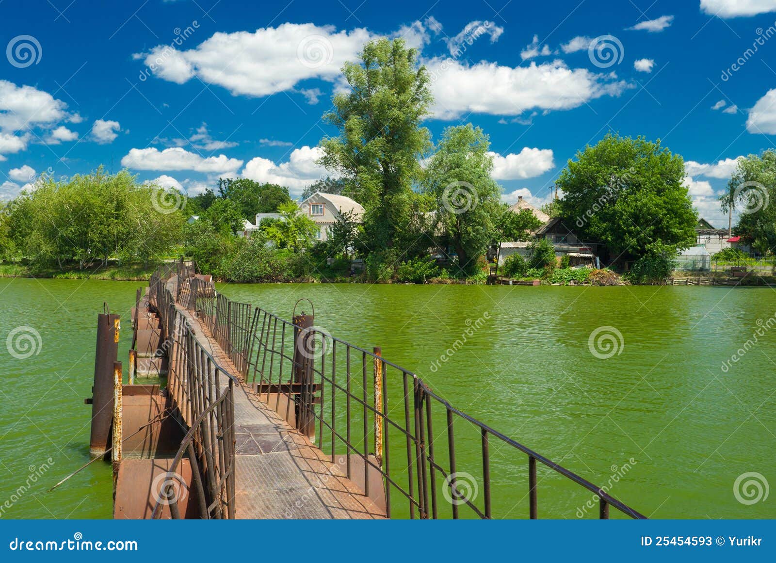 Pedestrian Pontoon Bridge Over The Ogre River, Ogre, Latvia Stock ...