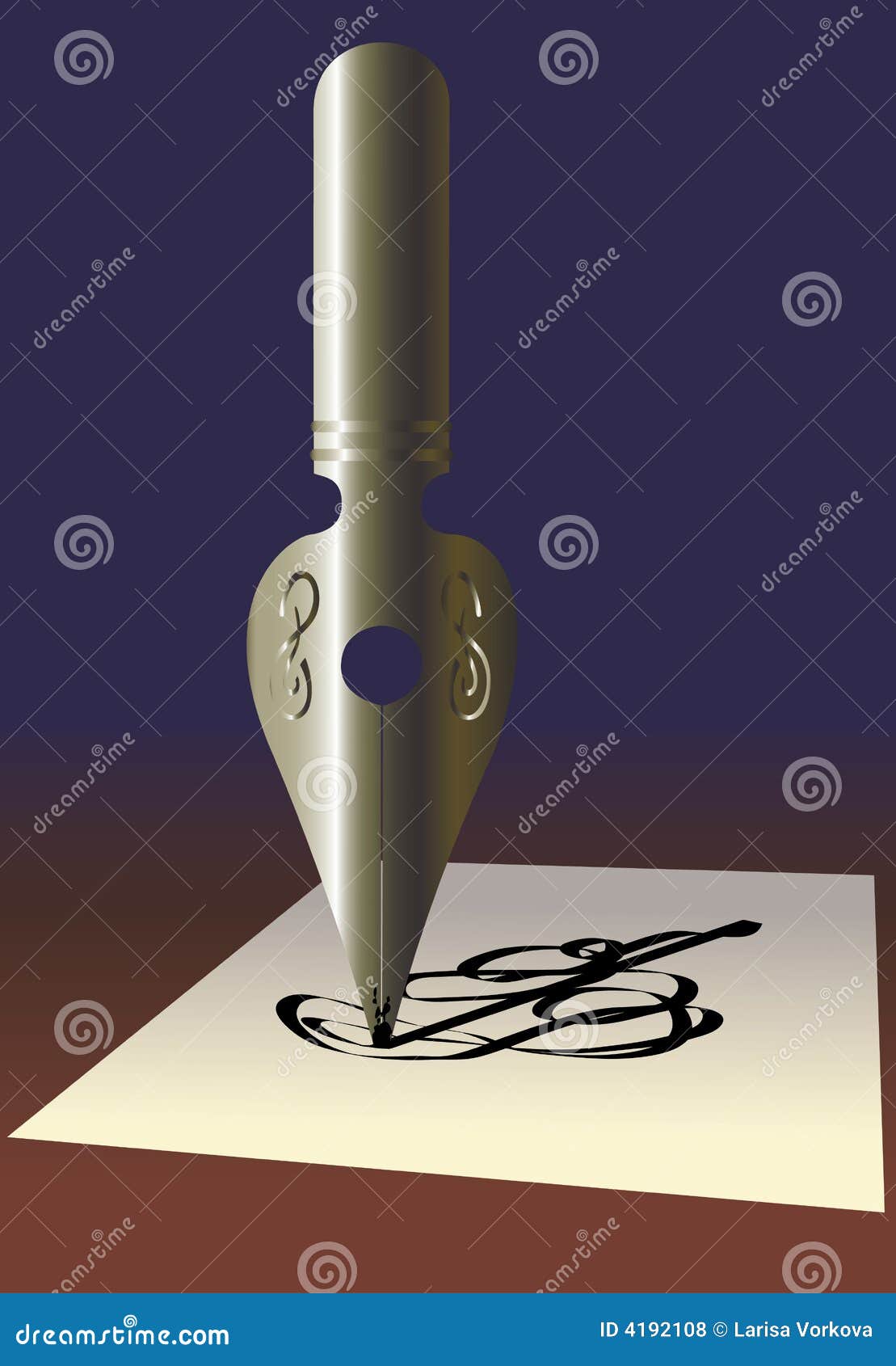 Old pen. stock vector. Illustration of writing, classic - 4192108