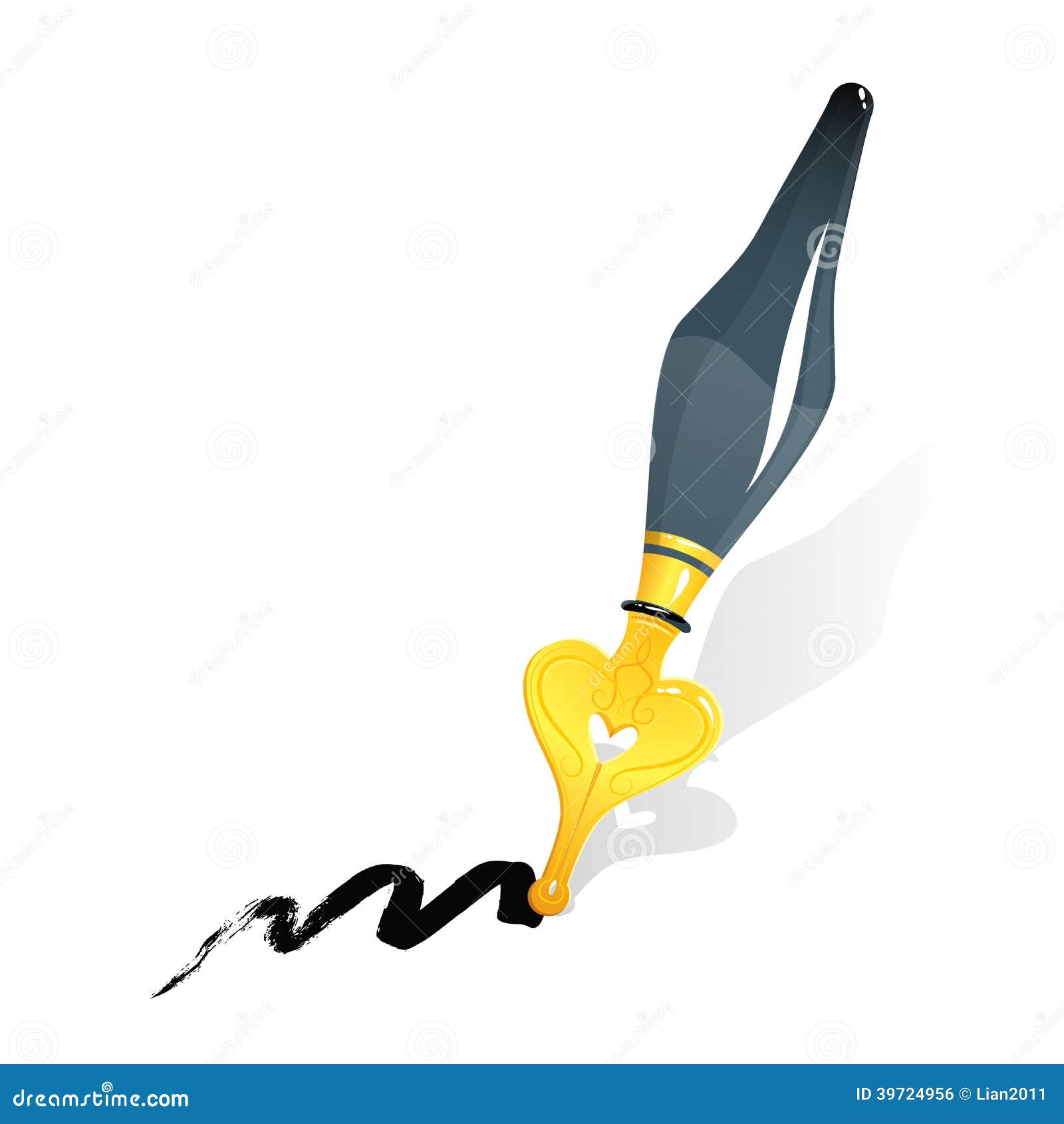 Old pen isolated on white. stock vector. Illustration of isolated ...