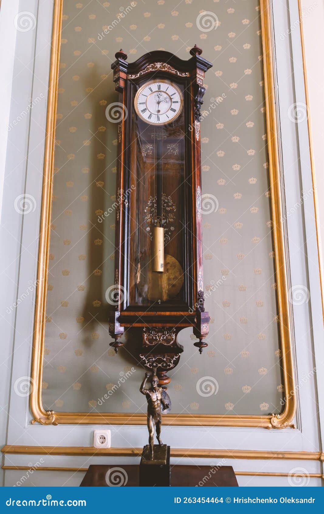 Old Pendulum Clock Hanging on the Wall Stock Photo - Image of antique ...