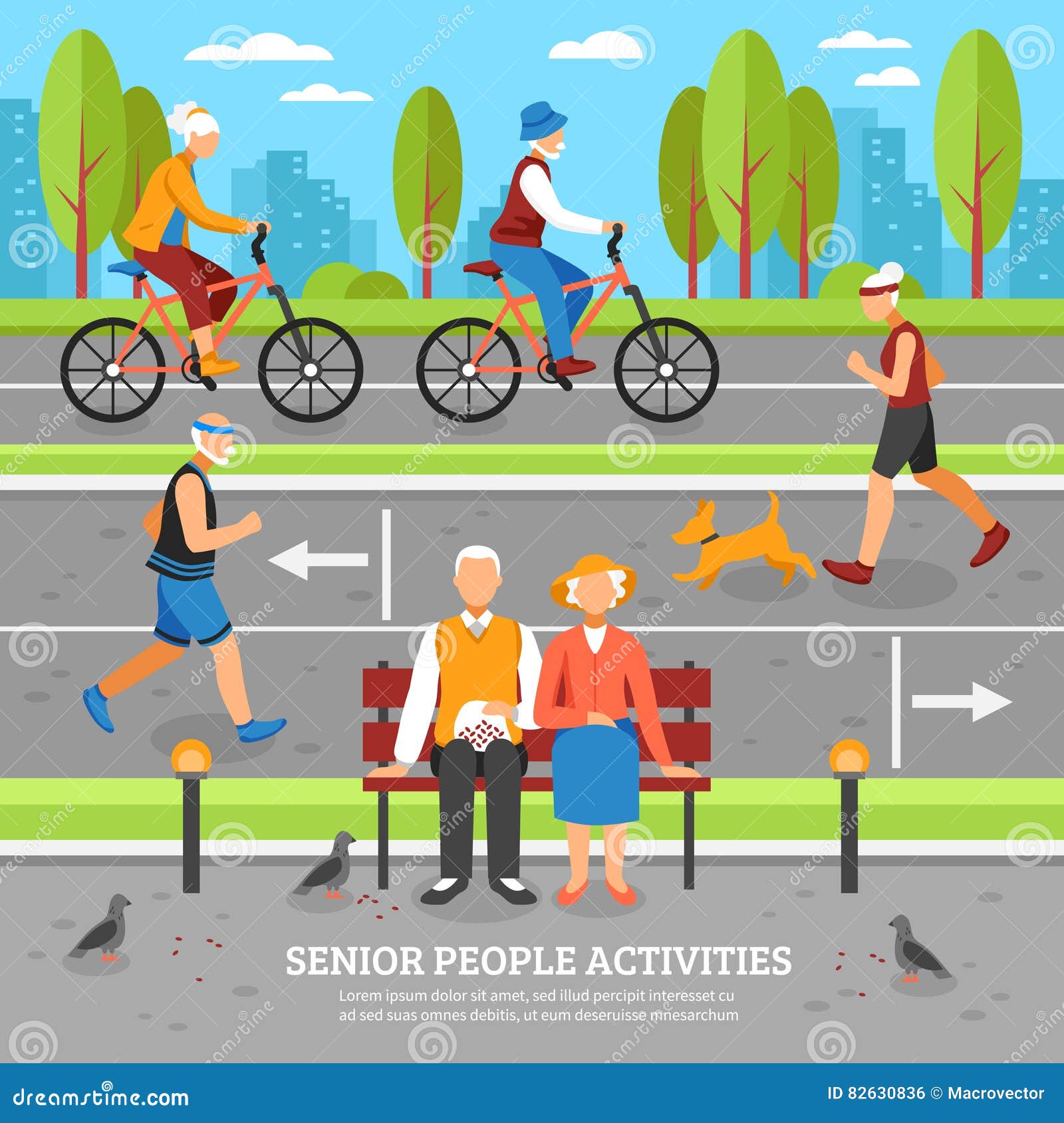 Old People Activities Background Stock Vector - Illustration of graphic ...