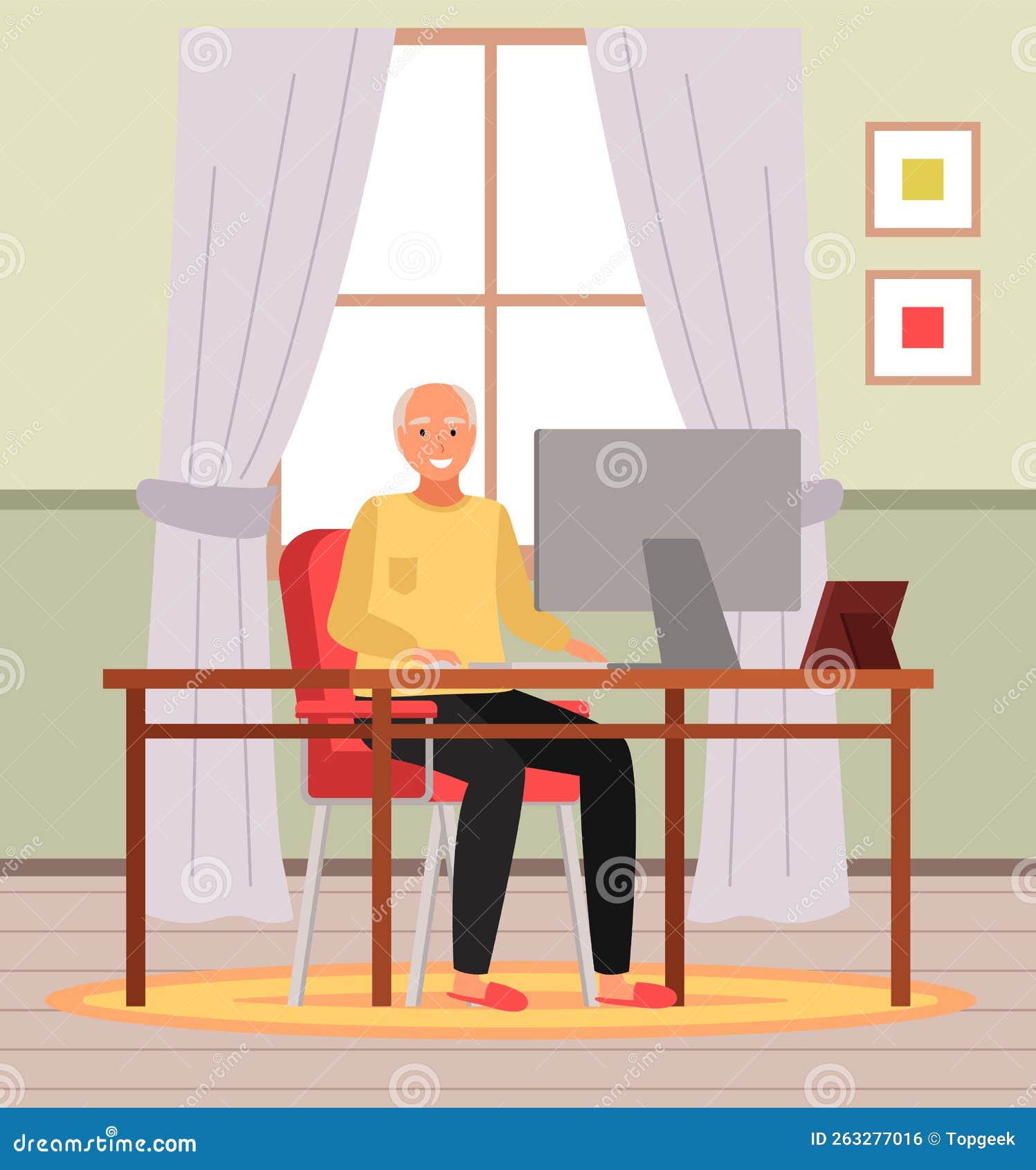 Old People Play Video Game. Senior People with Different Gadgets ...