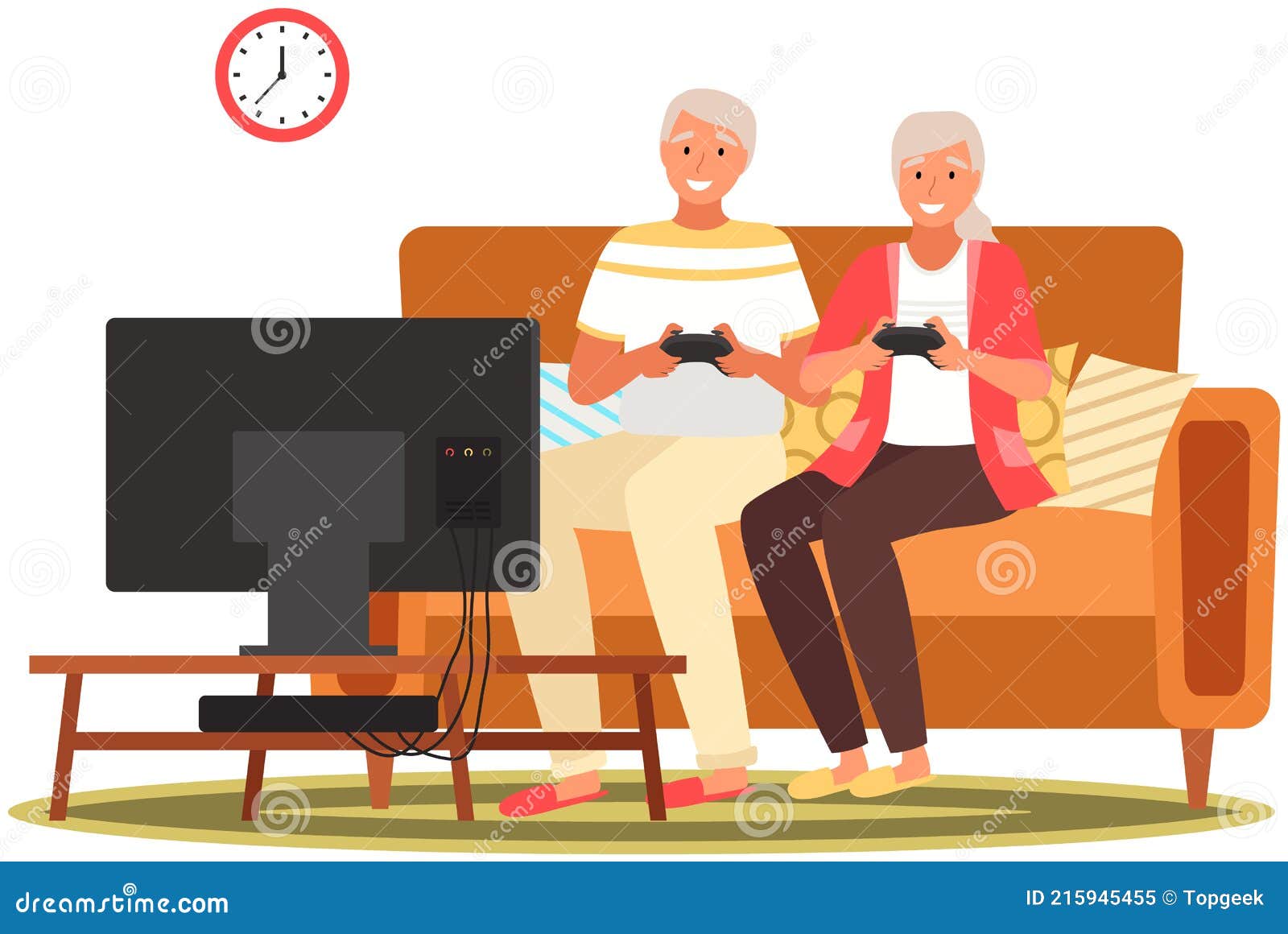 Old People Play Video Game. Senior People with Different Gadgets ...