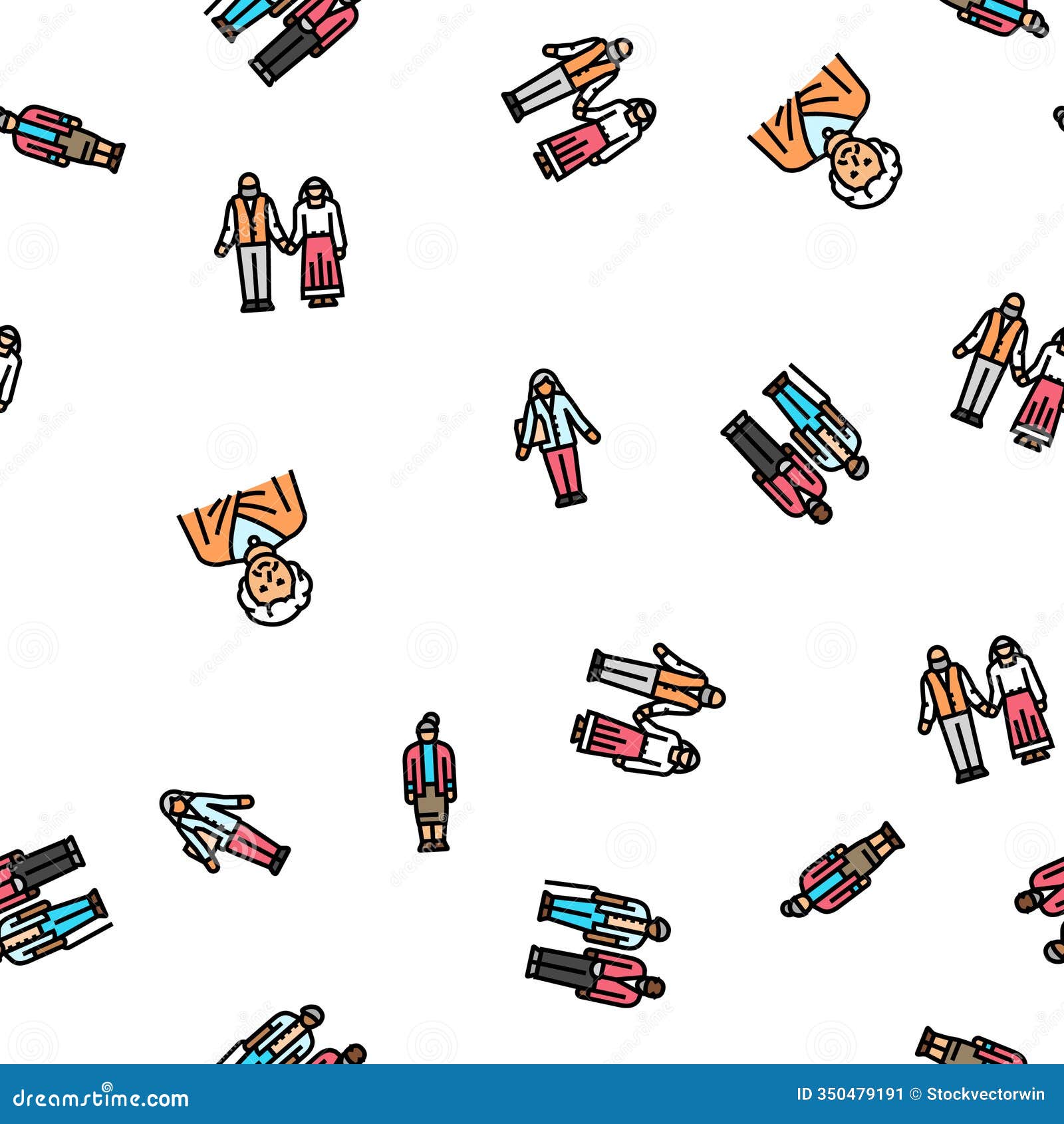 Old People Senior Happy Mature Seamless Pattern Vector | CartoonDealer ...
