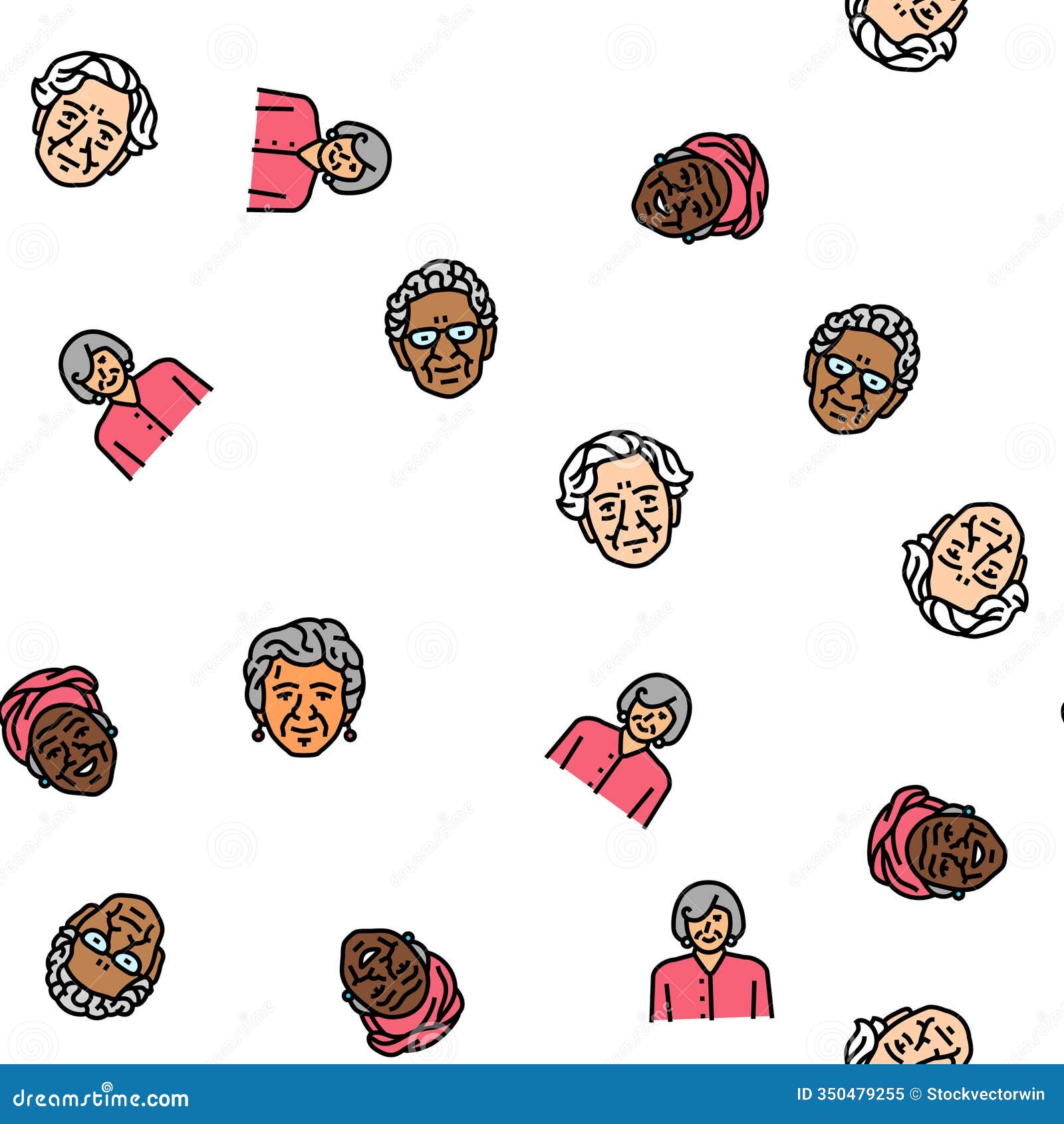 Old People Senior Happy Mature Seamless Pattern Vector Stock ...