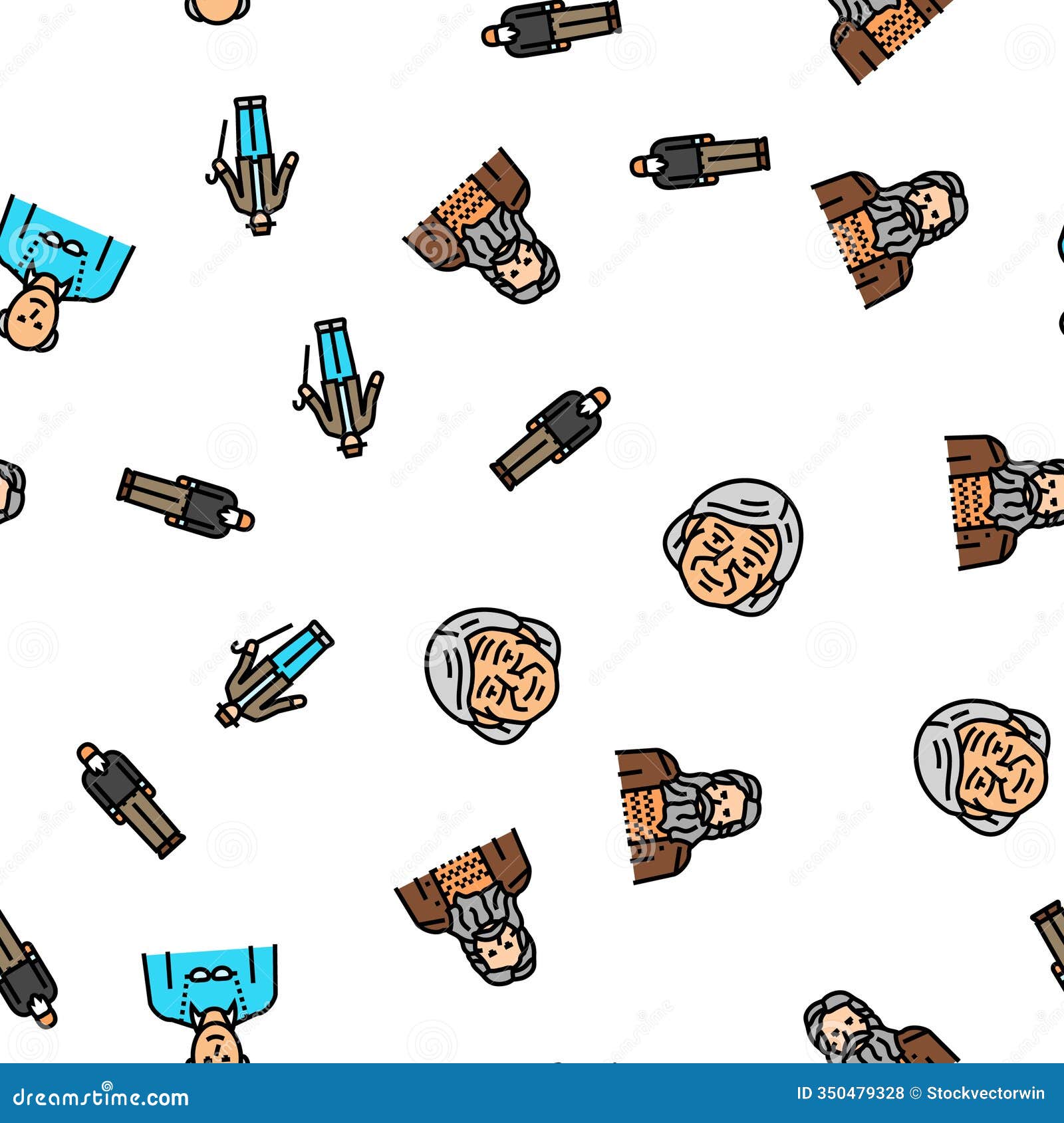 Old People Senior Happy Mature Seamless Pattern Vector | CartoonDealer ...