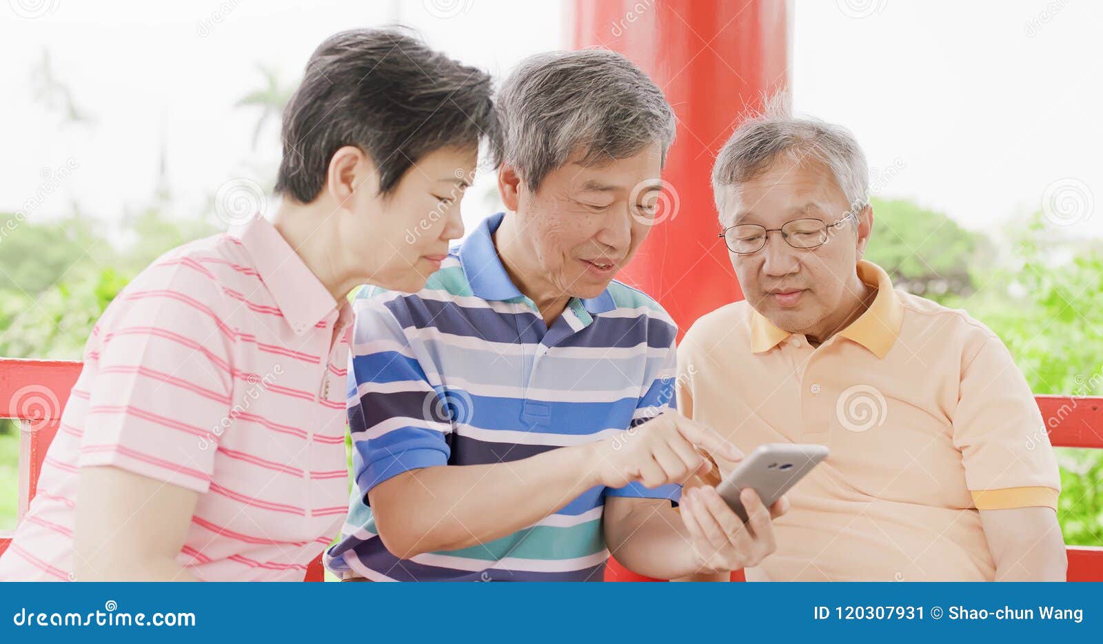 Old People Use Phone Happily Stock Image - Image of older, male: 120307931