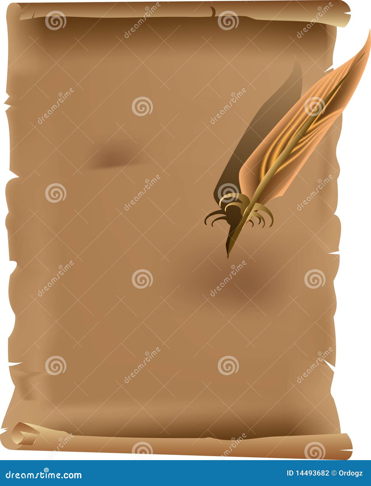 Old Pergamon with quill stock illustration. Illustration of parchment ...