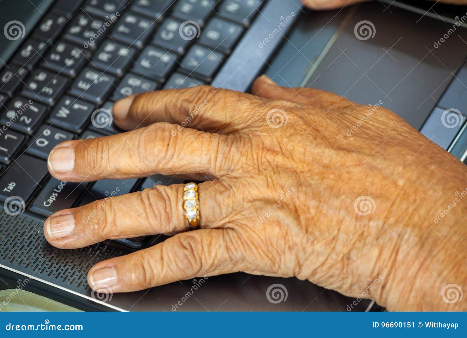 Old person hands typing stock image. Image of technology - 96690151