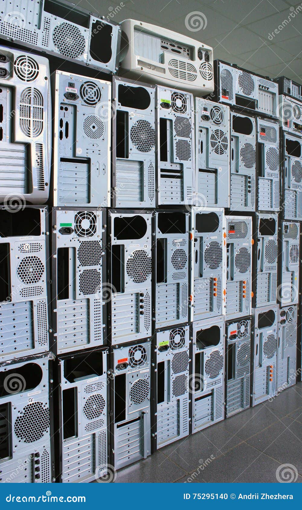 Old Personal Computers and Pc Cases Stock Photo - Image of background ...
