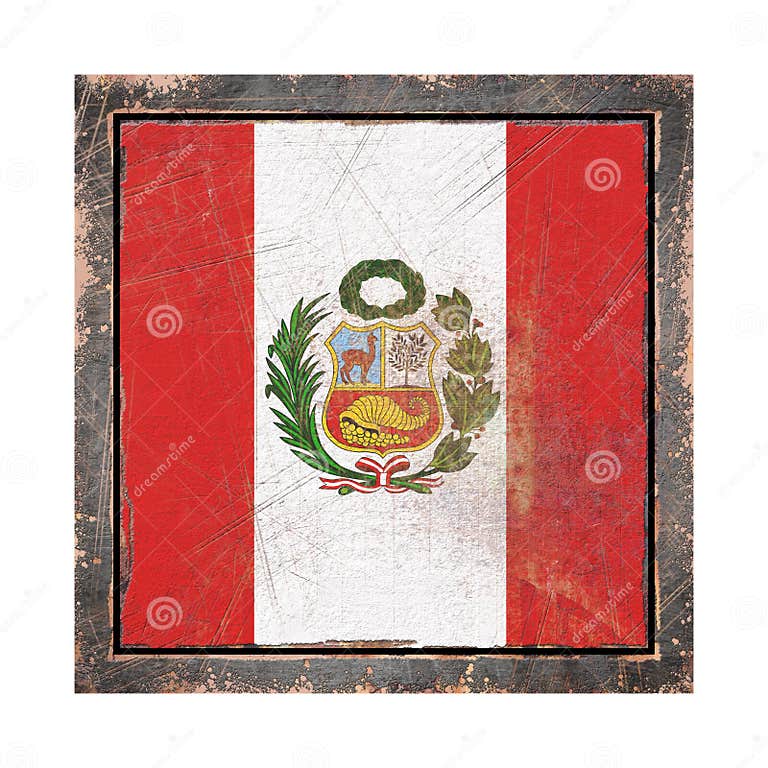 Old Peru flag stock illustration. Illustration of square - 107791364