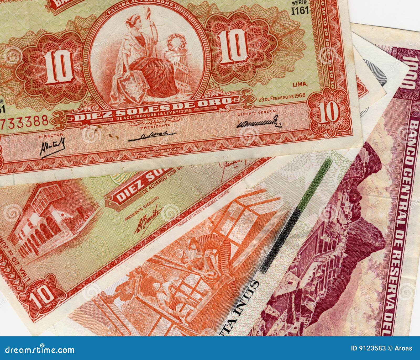 Old peruvian banknotes stock image. Image of detail, back - 9123583
