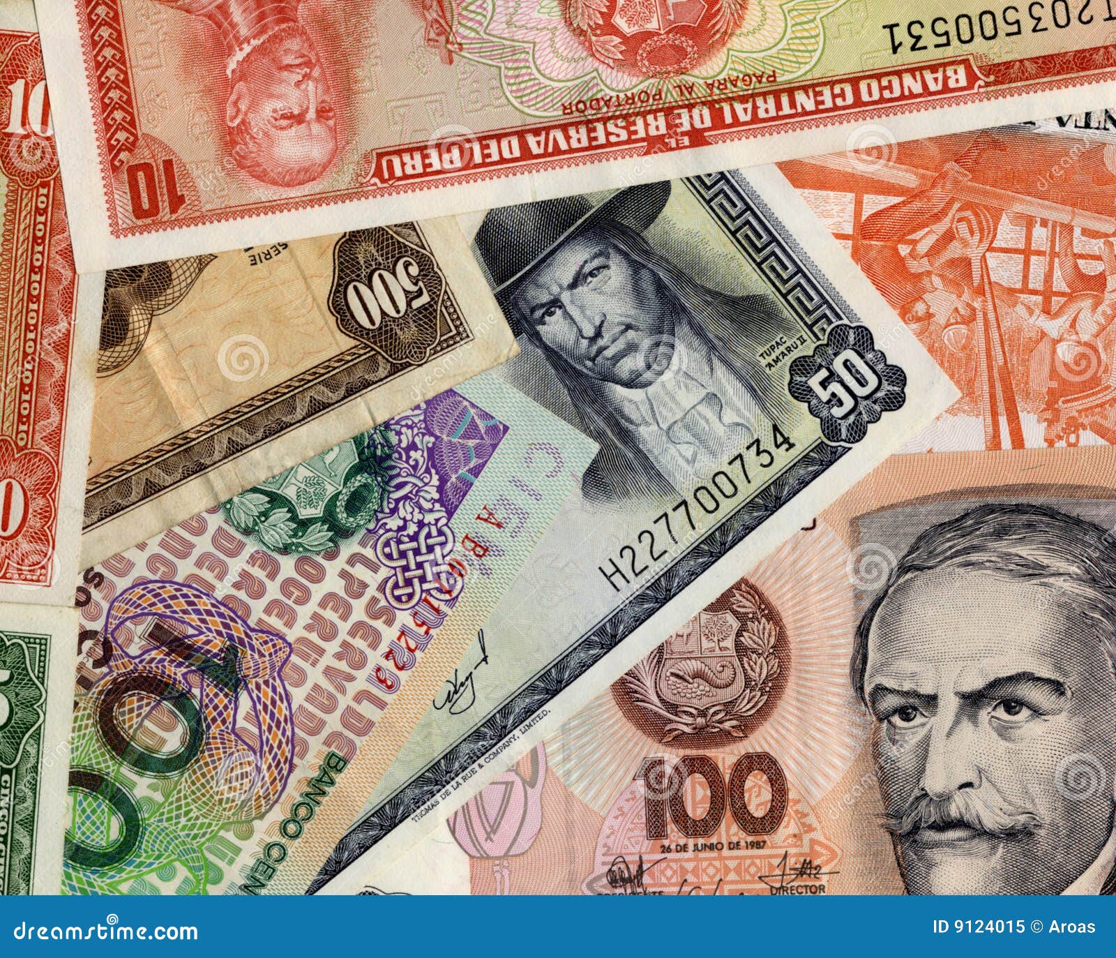 Old peruvian banknotes stock image. Image of inca, treasure - 9124015