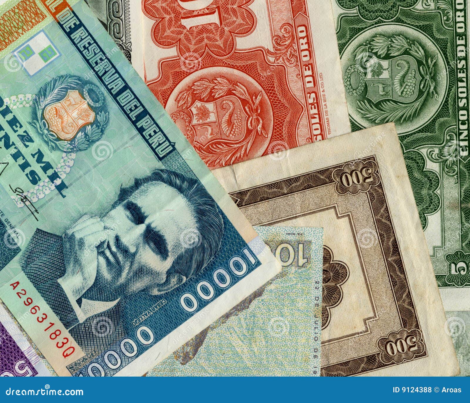 Old peruvian banknotes stock photo. Image of exchange - 9124388