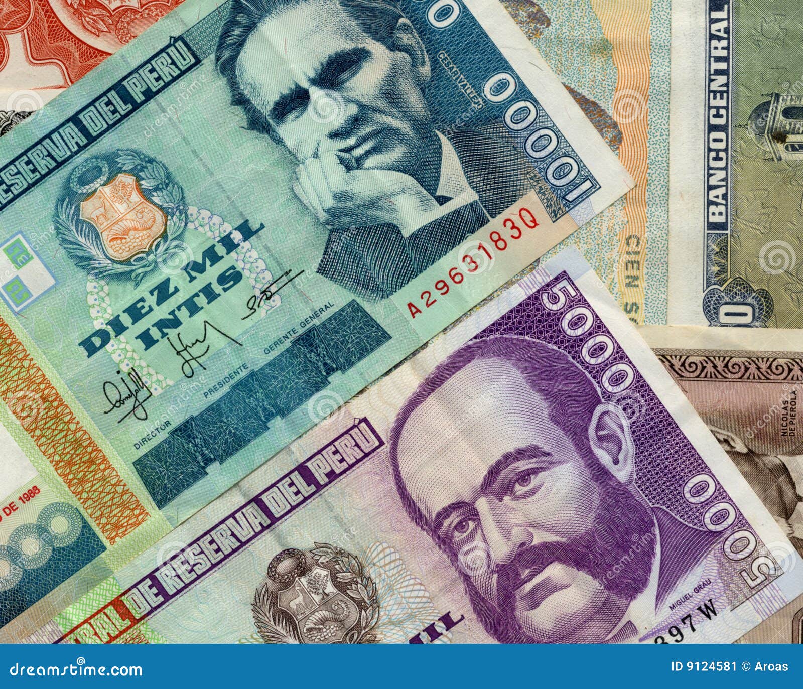 Old peruvian banknotes stock image. Image of inca, currency - 9124581