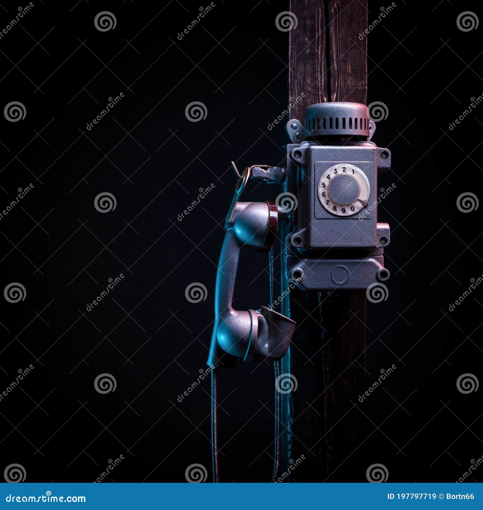 Old Phone on a Black Background Stock Image - Image of background ...