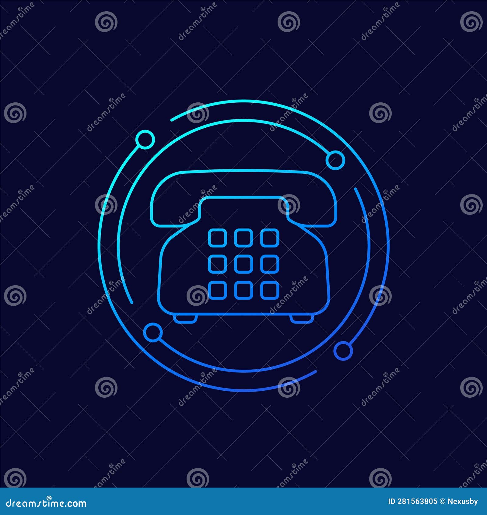 Old Phone Icon, Retro Telephone Linear Vector Stock Vector ...