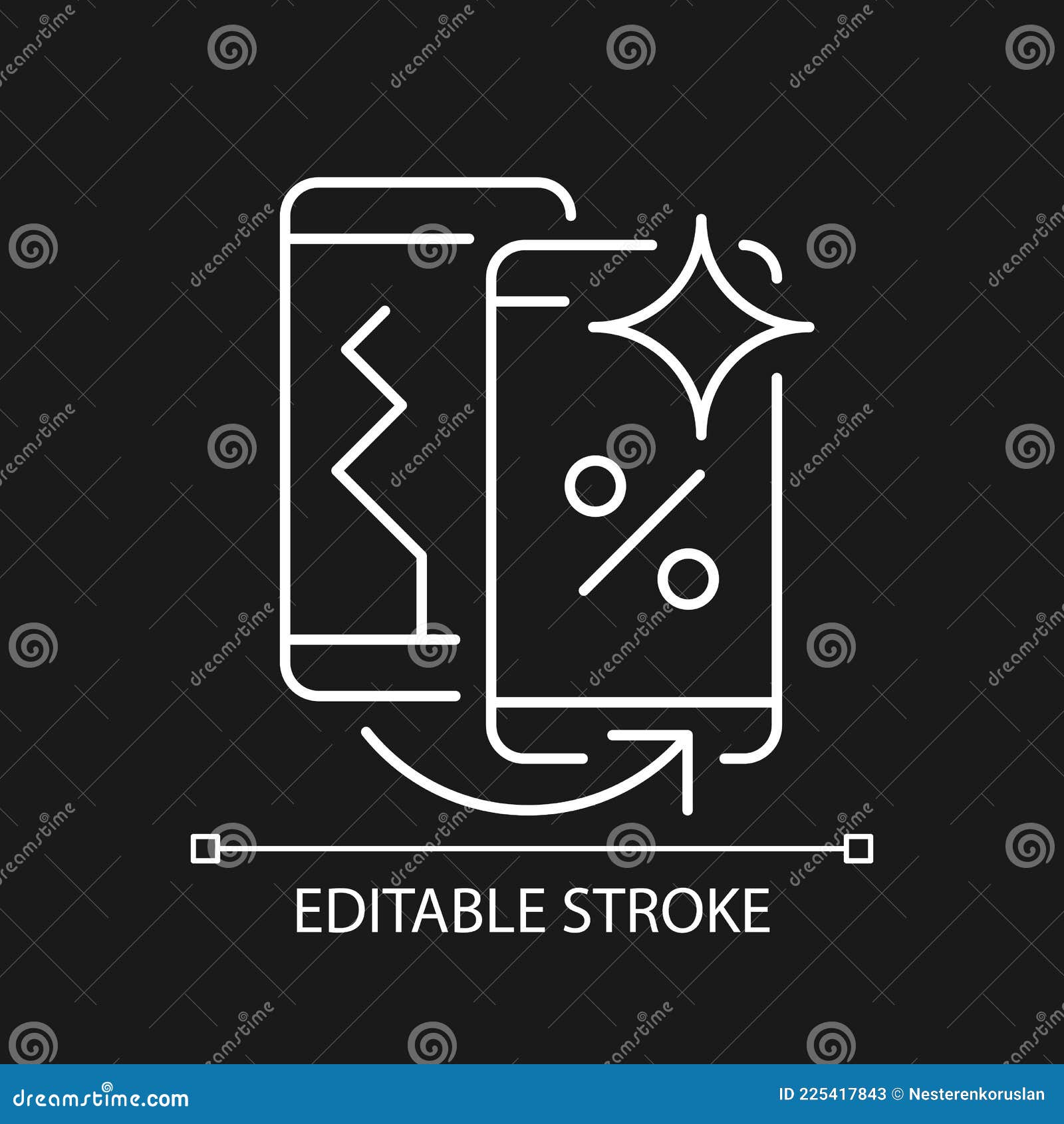Old Phone Replacement White Linear Icon for Dark Theme Stock Vector ...