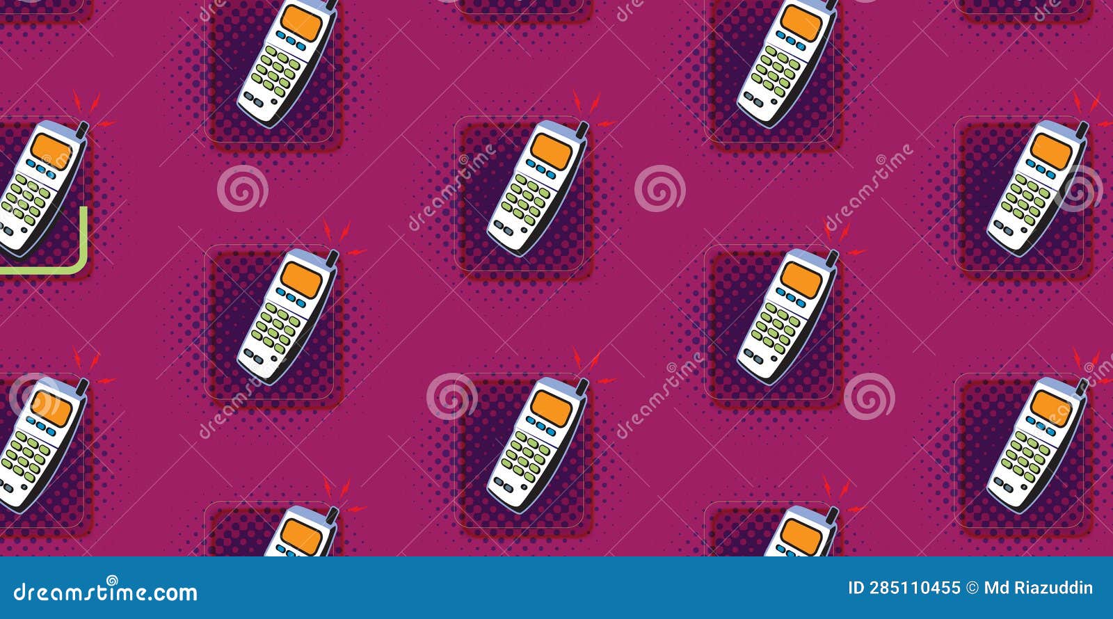 Old Phone Seamless Pattern Vector Illustration - Vector Patterned Set ...