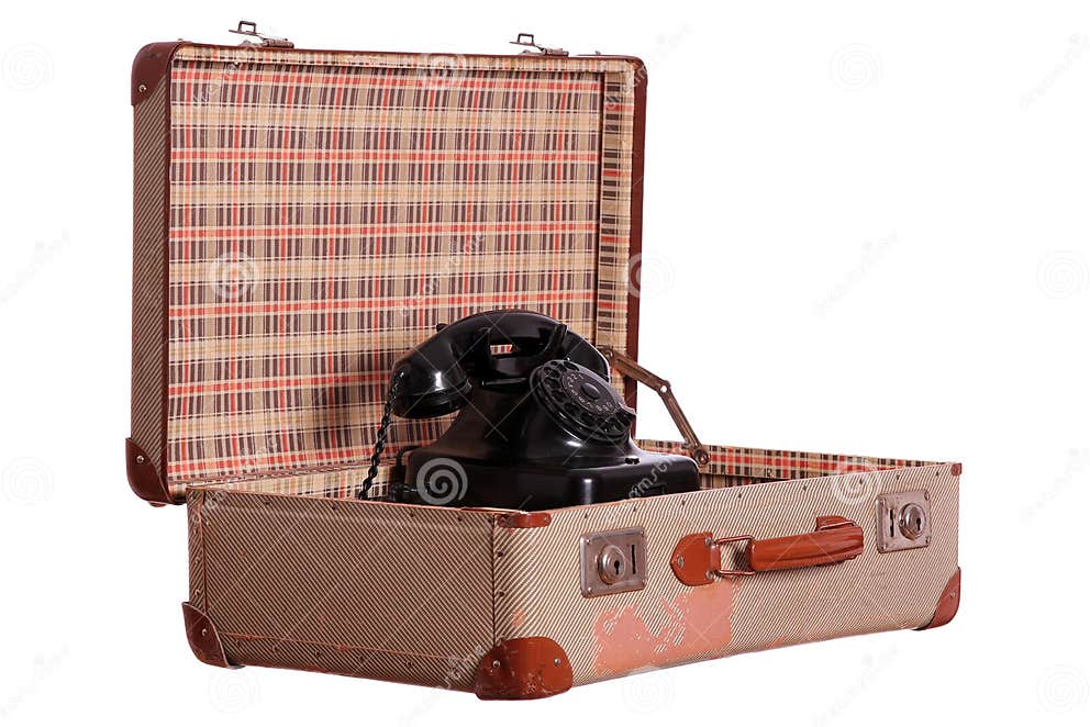 Old Phone in Used Suitecase Stock Image - Image of receiver, classic ...