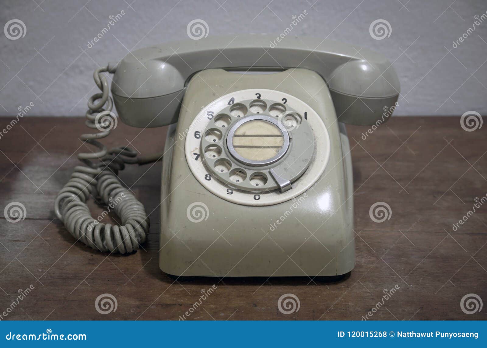 Old phone on wooden table stock photo. Image of black - 120015268