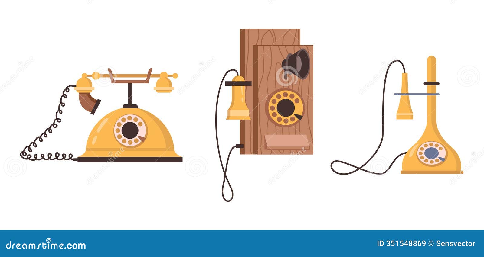 Old Phones from Past, Rotary Dial Device Stock Illustration ...