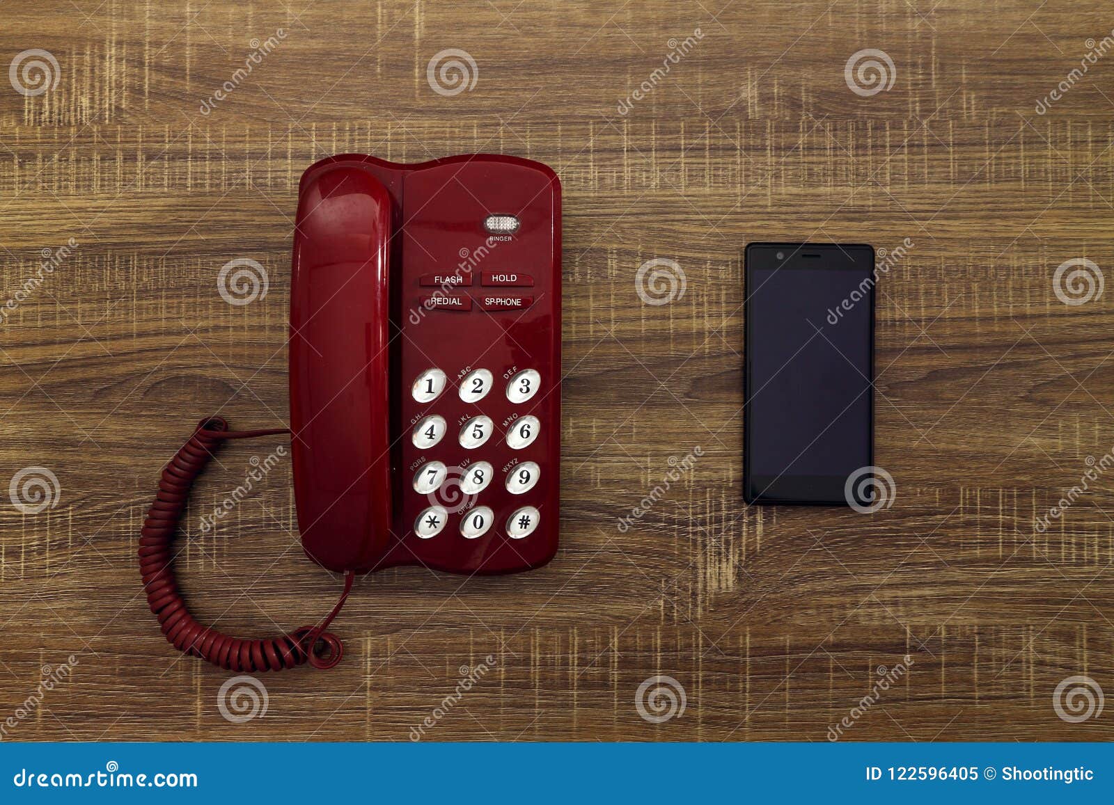 Red Old Phone and Black Smartphone Stock Image - Image of productive ...