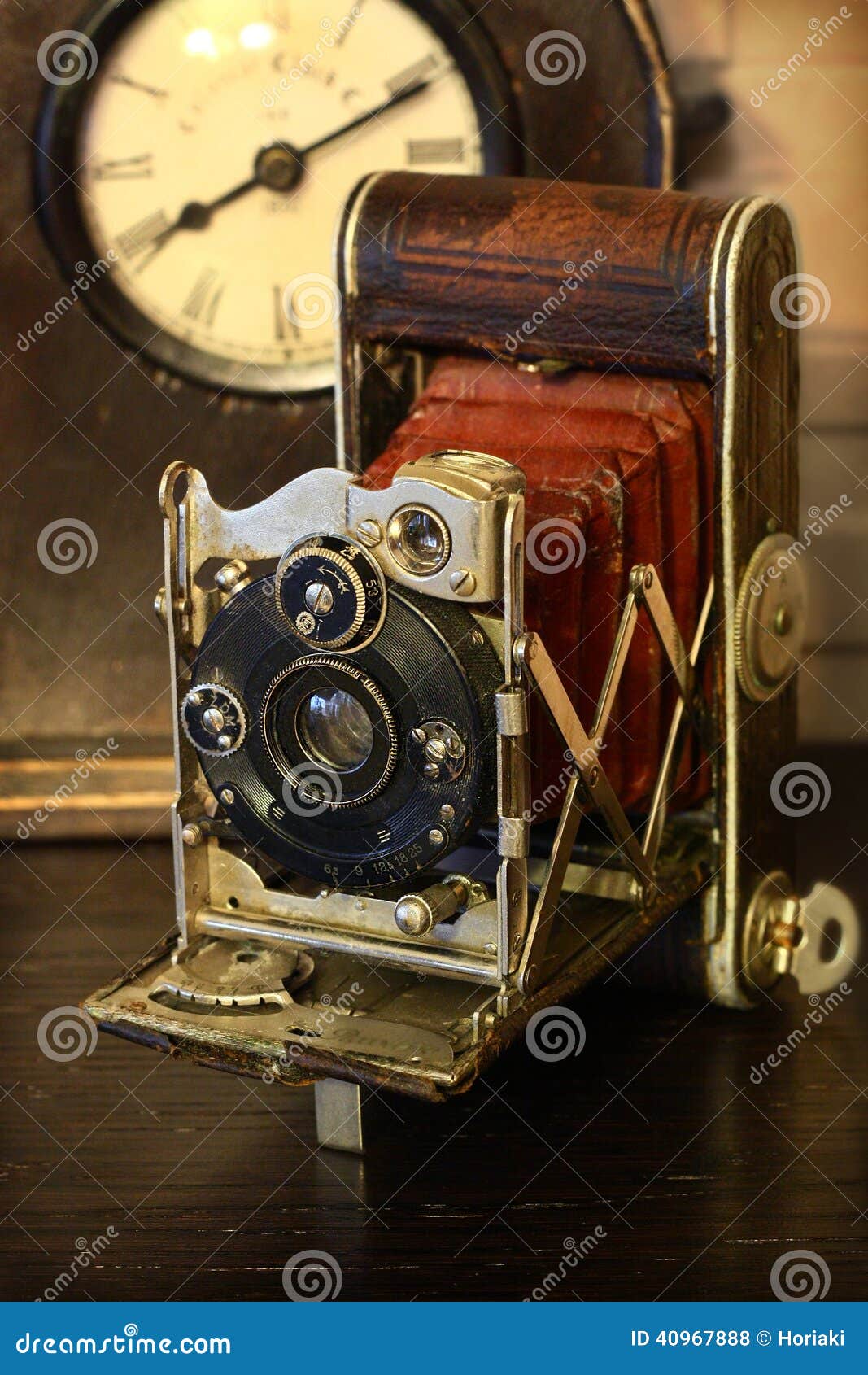Old Photo Camera and Clock stock photo. Image of folding - 40967888