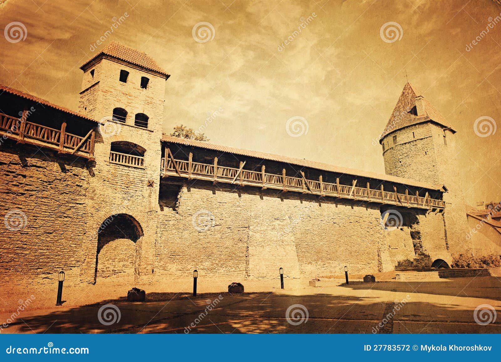 Old Photo of Fortification Towers Stock Photo - Image of history ...