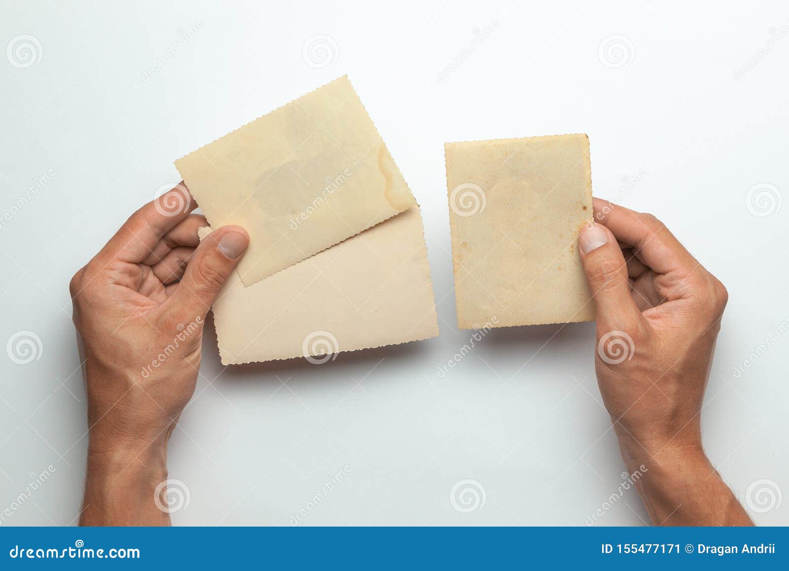 Old Photo in the Hands of Man. Empty Template for Picture, Mock-up ...