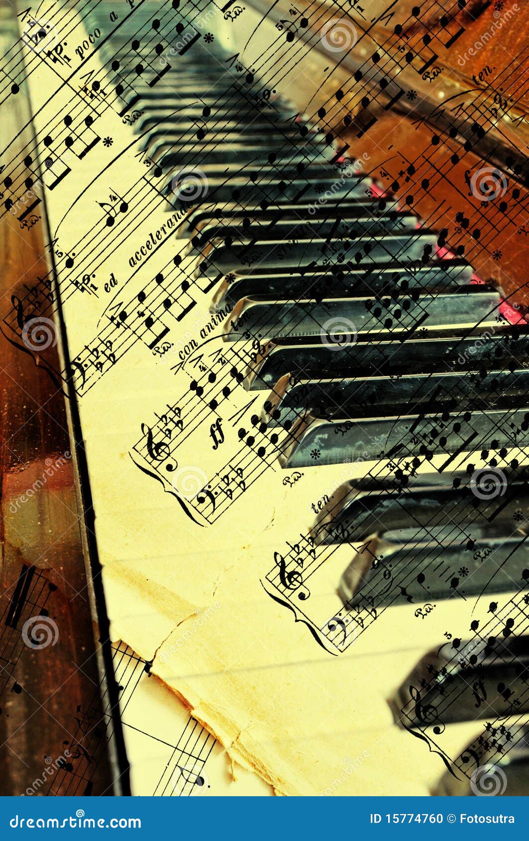 Old Piano with Ancient Note Sheets Stock Photo - Image of burnt ...