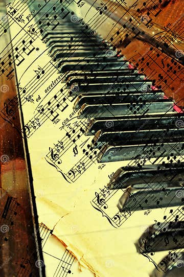 Old Piano with Ancient Note Sheets Stock Photo - Image of burnt ...