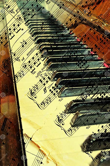 Old Piano with Ancient Note Sheets Stock Photo - Image of burnt ...