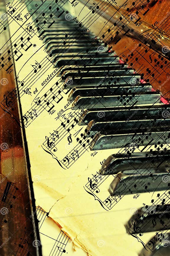 Old Piano with Ancient Note Sheets Stock Photo - Image of burnt ...