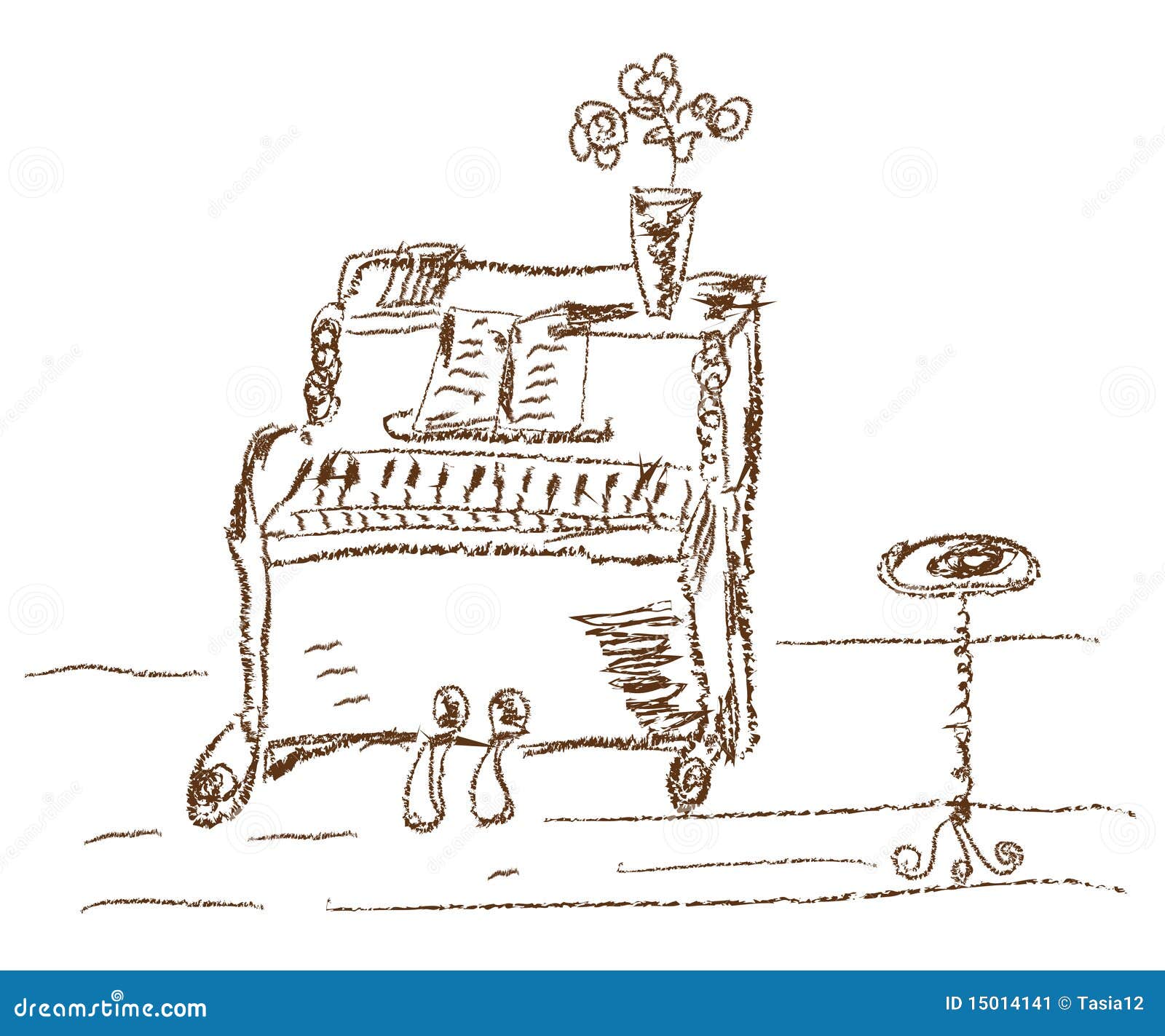 Old piano sketch stock vector. Illustration of hand, artistic - 15014141