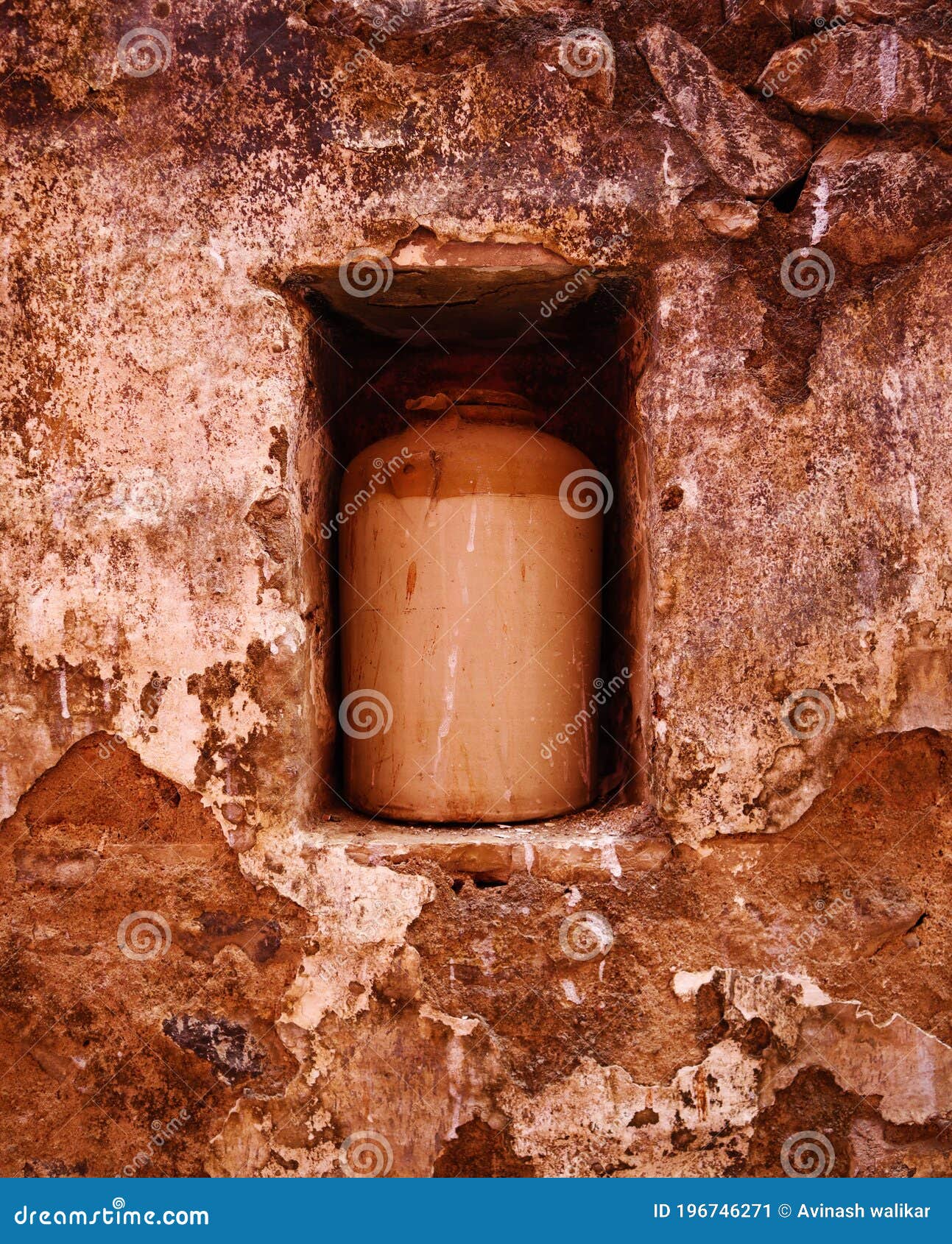 Old Pickle Container in the Wall with Old Texture Stock Image - Image ...