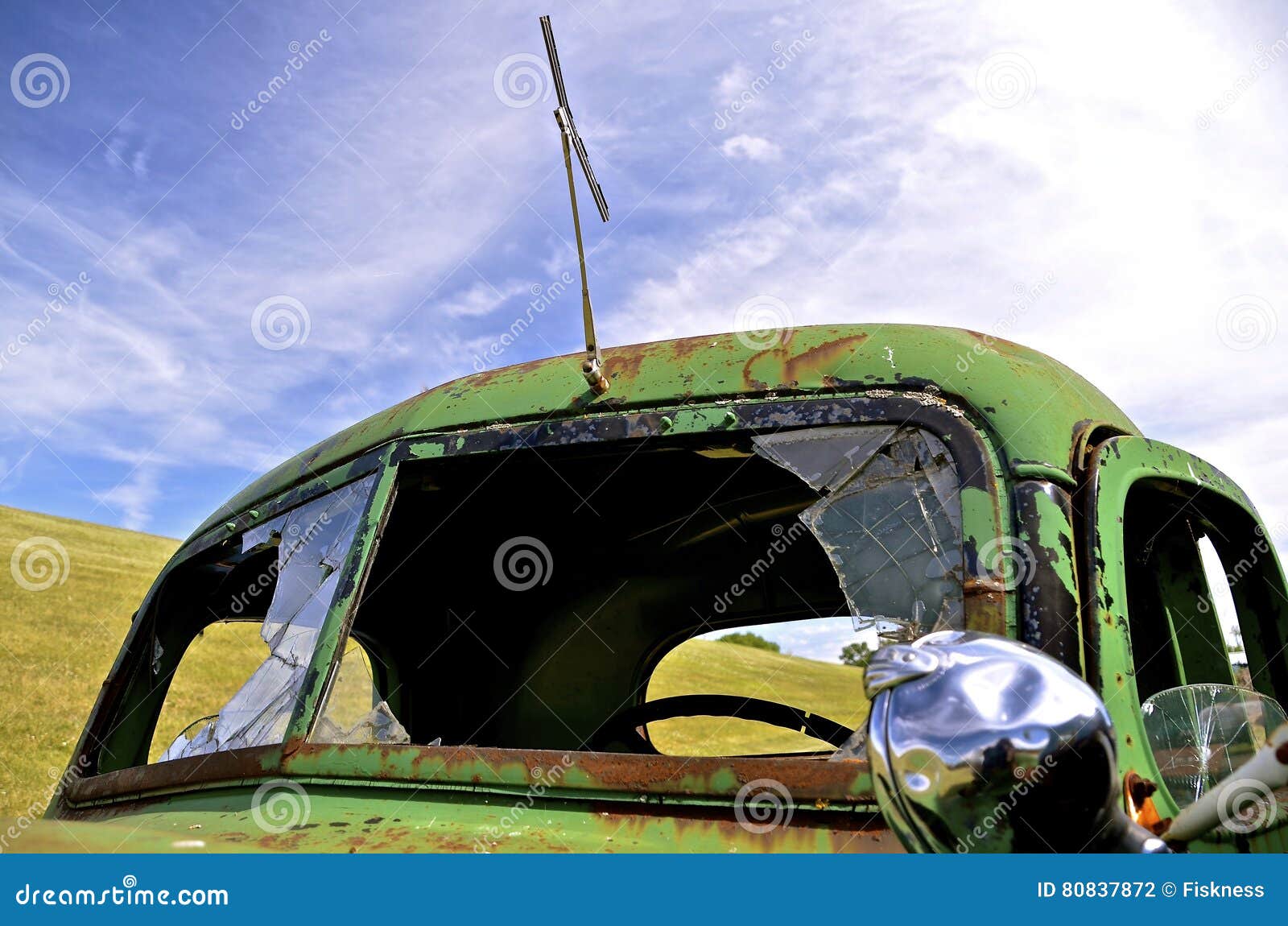 Old Pickup with Broken Split Windshield Stock Photo - Image of ford ...