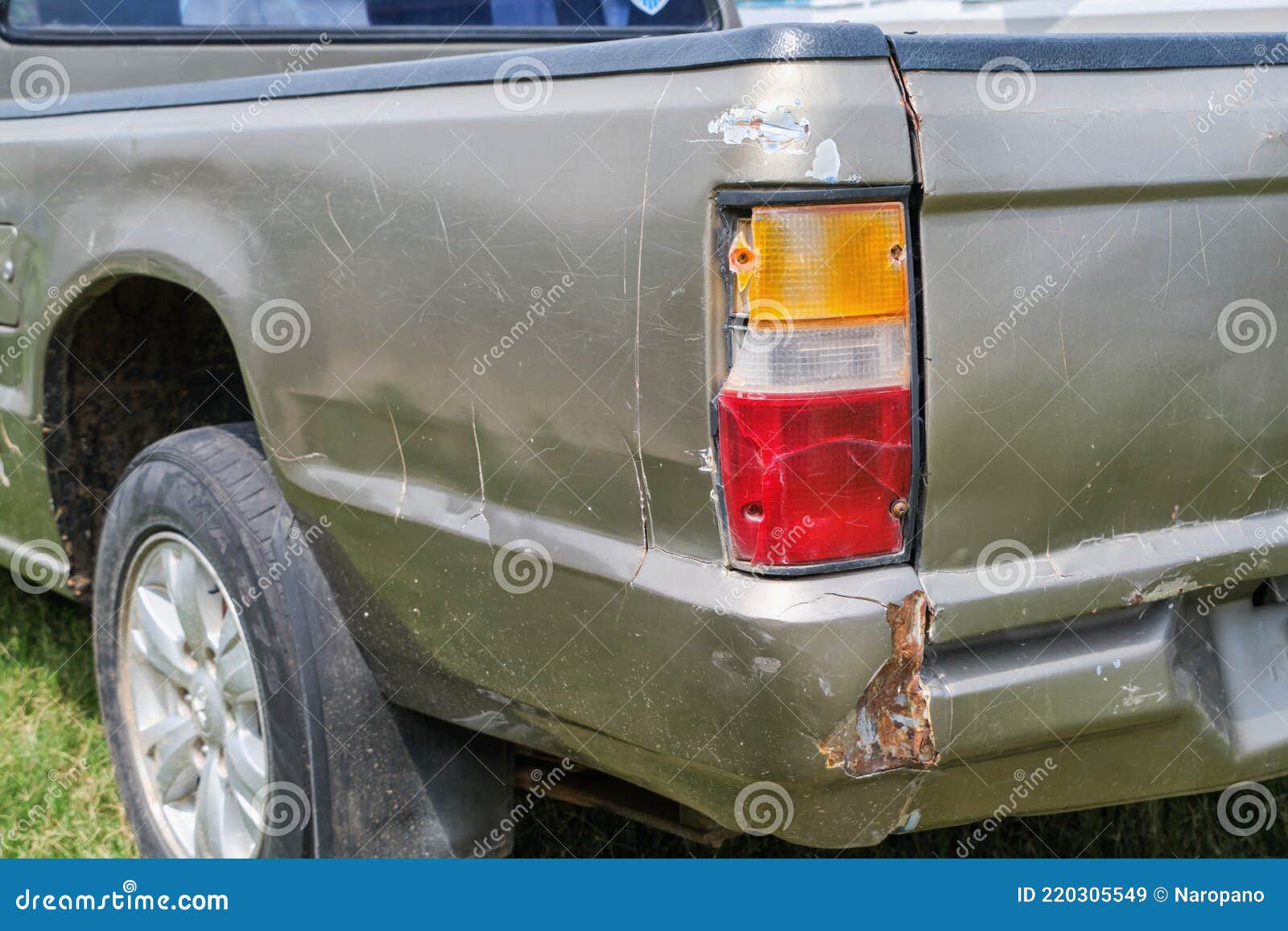 Old Pickup Car Broken Tail Light Stock Image - Image of rust, metal ...