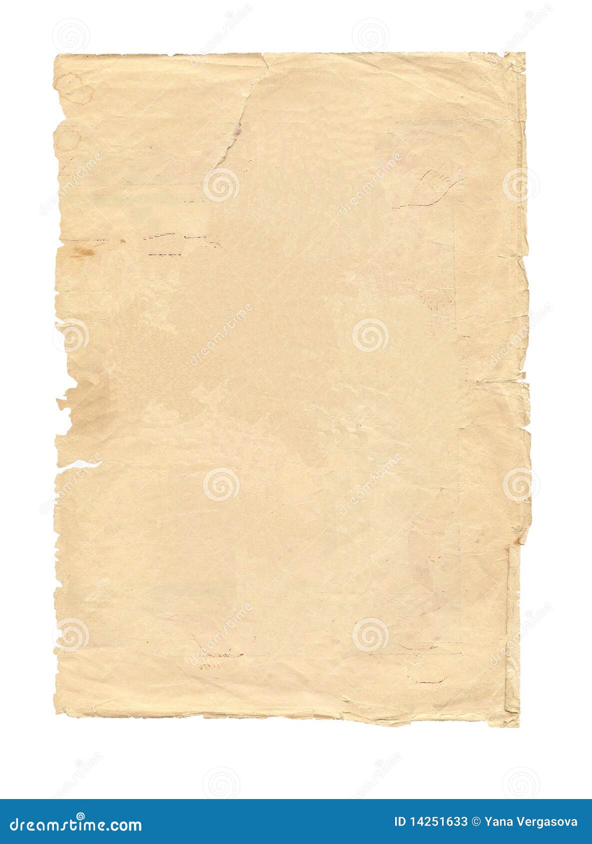 Old Piece Of Paper Isolated Stock Photos - Image: 14251633