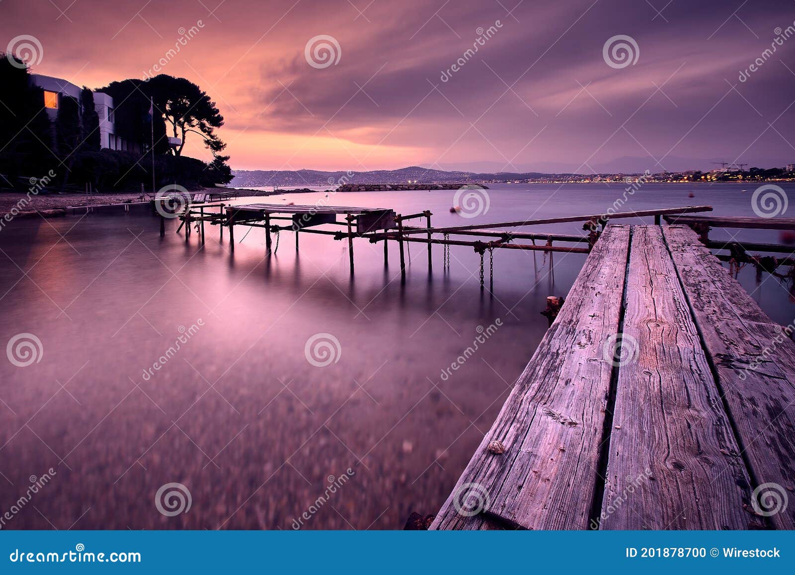 Old Pier at the Coast of the French Riviera during Sunset Stock Photo ...