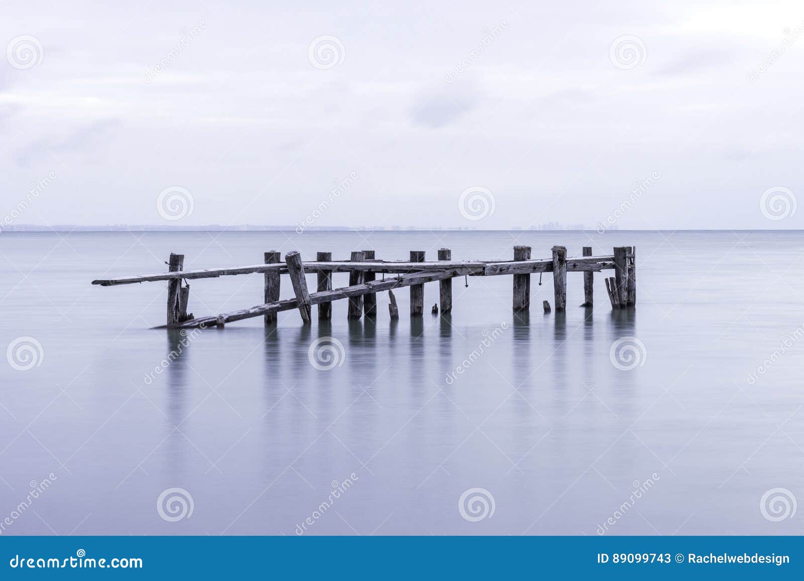 Old Pier Structure Falling Down, Posts Standing in Tranquil Lake Stock ...
