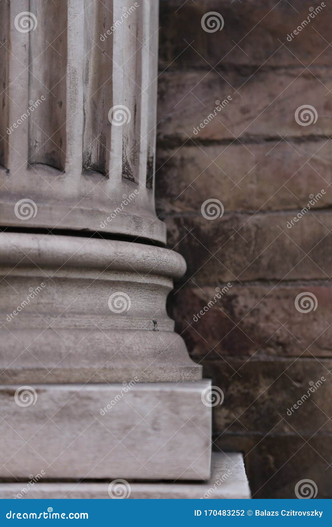 Old Pillar in Front of a Brick Wall Stock Photo - Image of antique ...