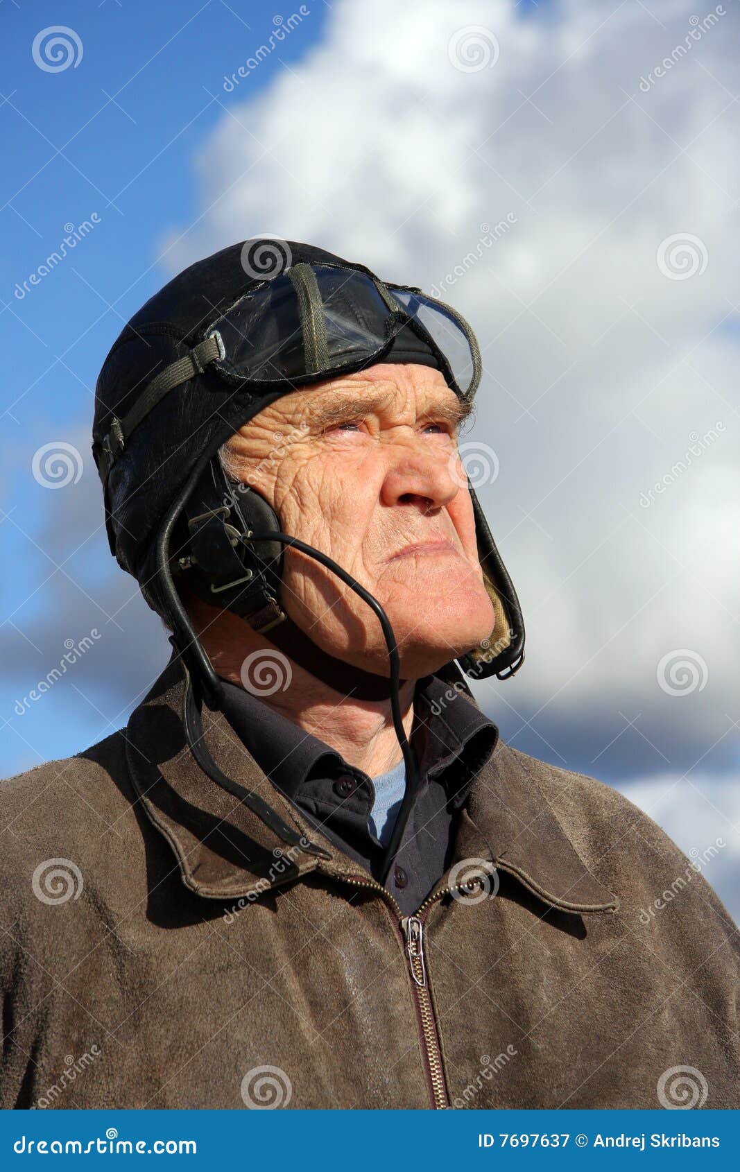 Old Pilot Looking To the Sky Stock Image - Image of person, jacket: 7697637