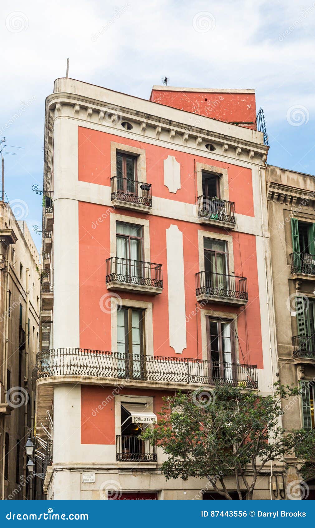 Old Pink Plaster Building in Barcelona Stock Photo - Image of texture ...