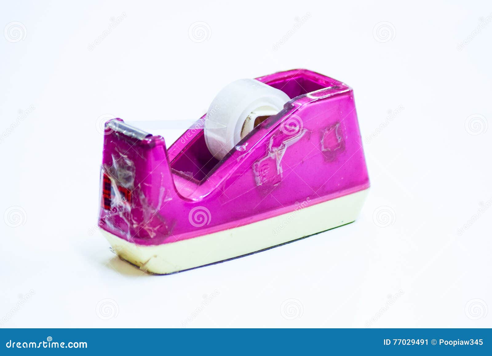 Old Pink Scotch Tape Holder Isolated Over White Stock Image - Image of ...
